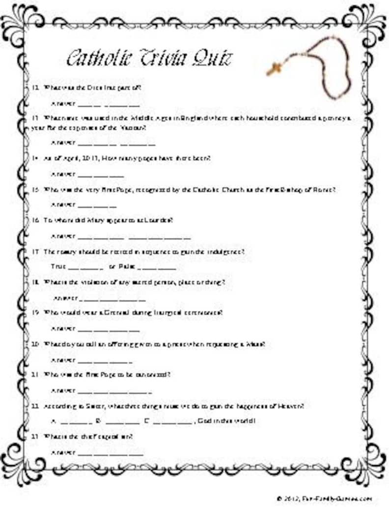 Catholic Trivia Quiz - Etsy
