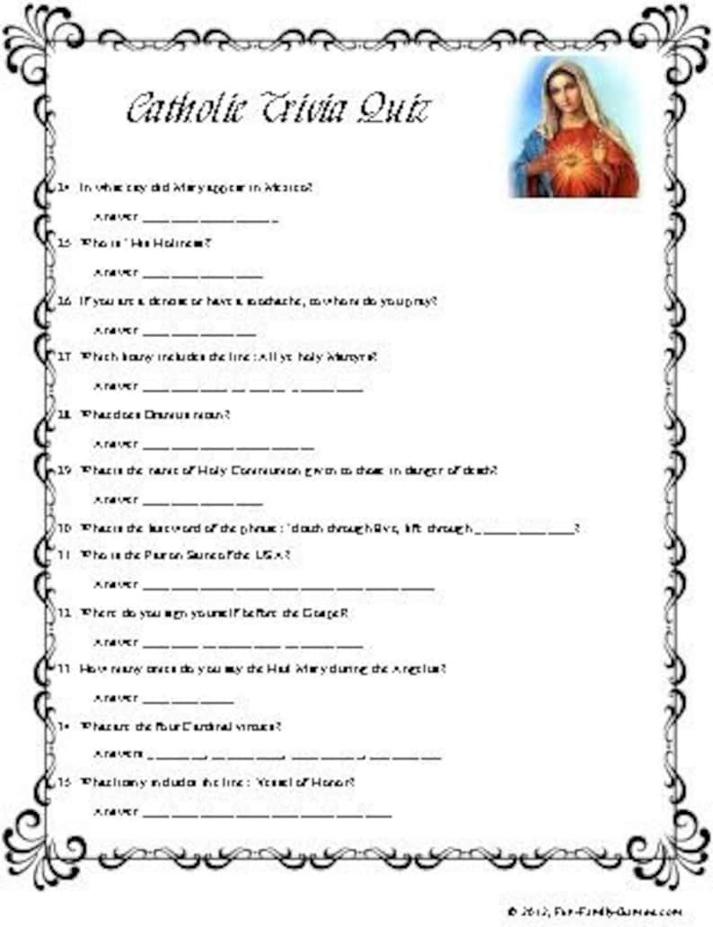 Catholic Trivia Quiz - Etsy