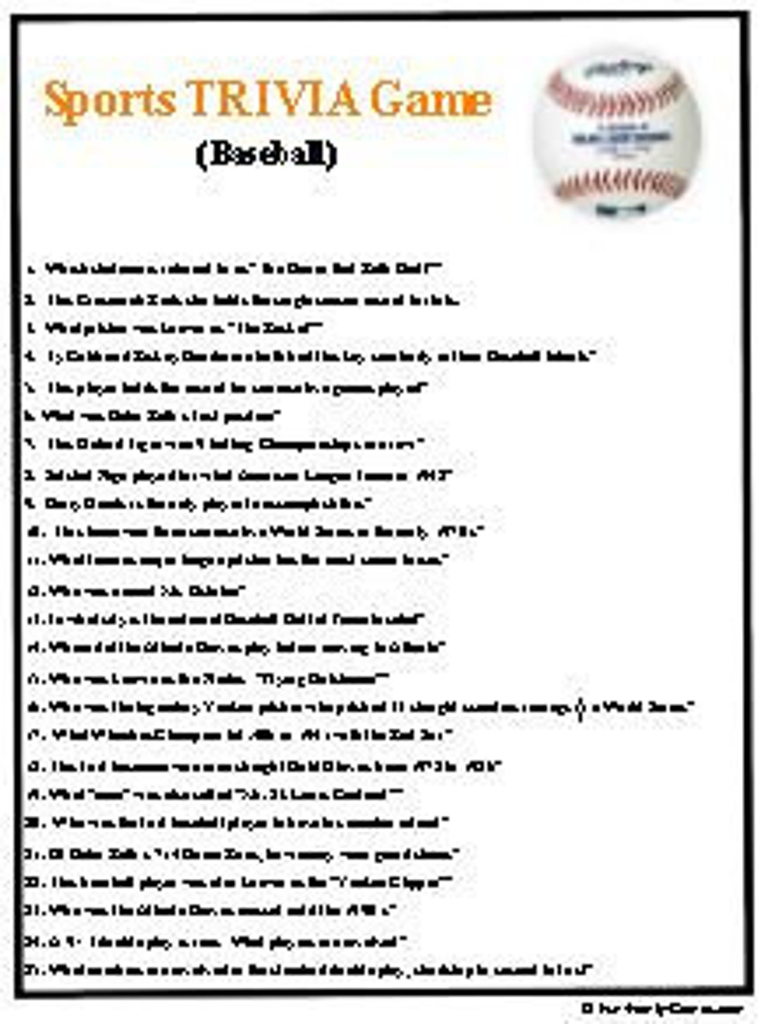 Sports Trivia Challenge - Etsy