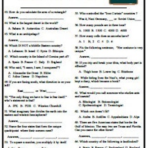 A Smart Sixth Grader, Trivia Challenge - Etsy