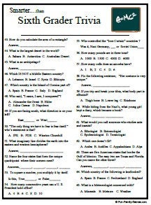 A Smart Sixth Grader, Trivia Challenge - Etsy