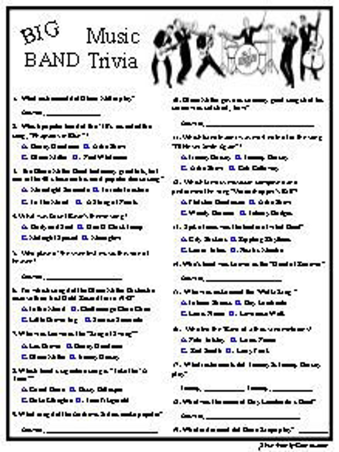 Big Band Trivia, Back in the 30's, 40's When Bands Played Good Music ...