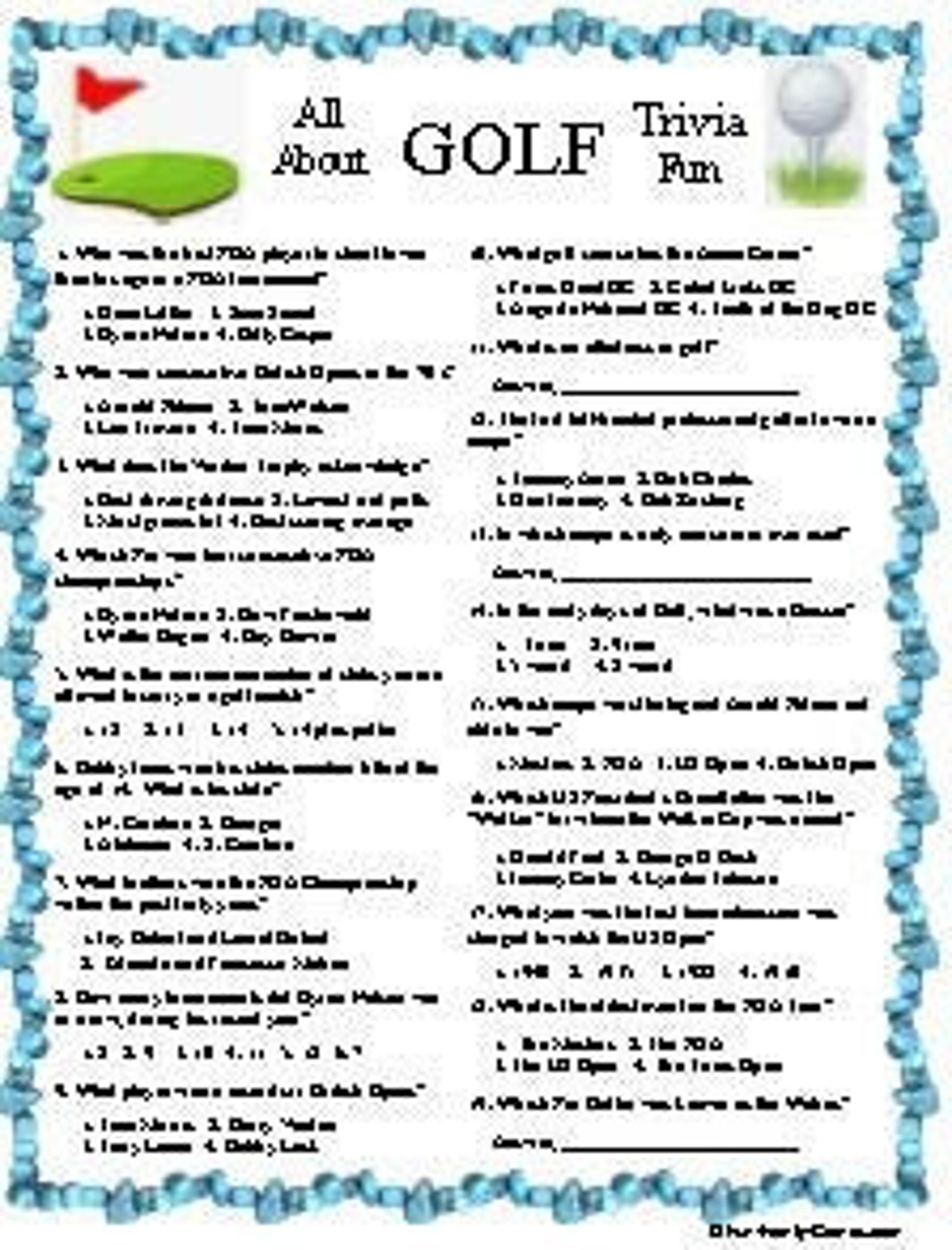 Golf Trivia Fun - Etsy