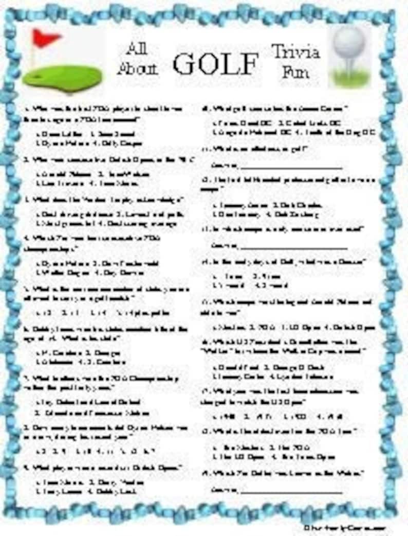 Golf Trivia Fun - Etsy