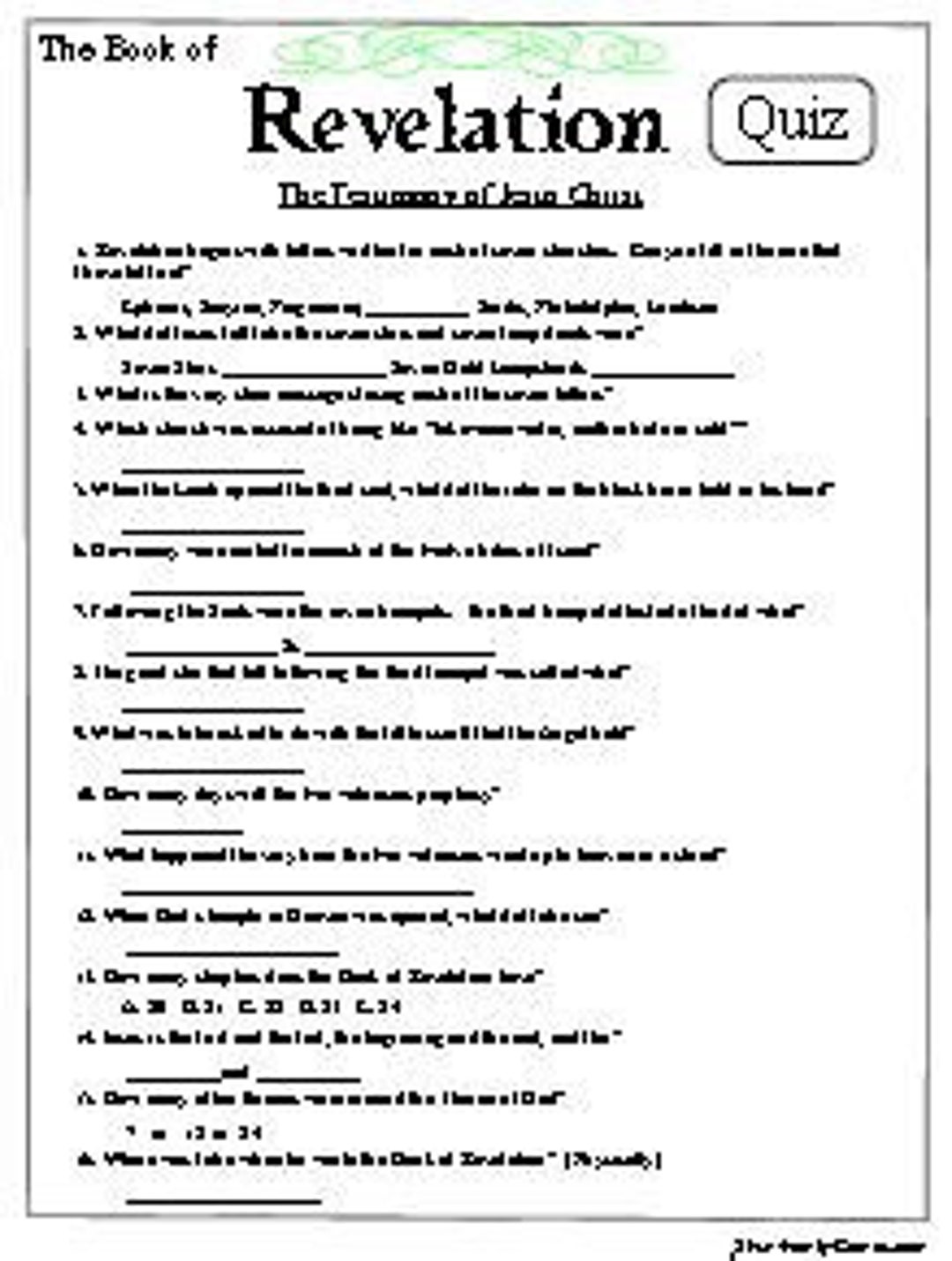 The Book of Revelation Trivia Quiz - Etsy UK