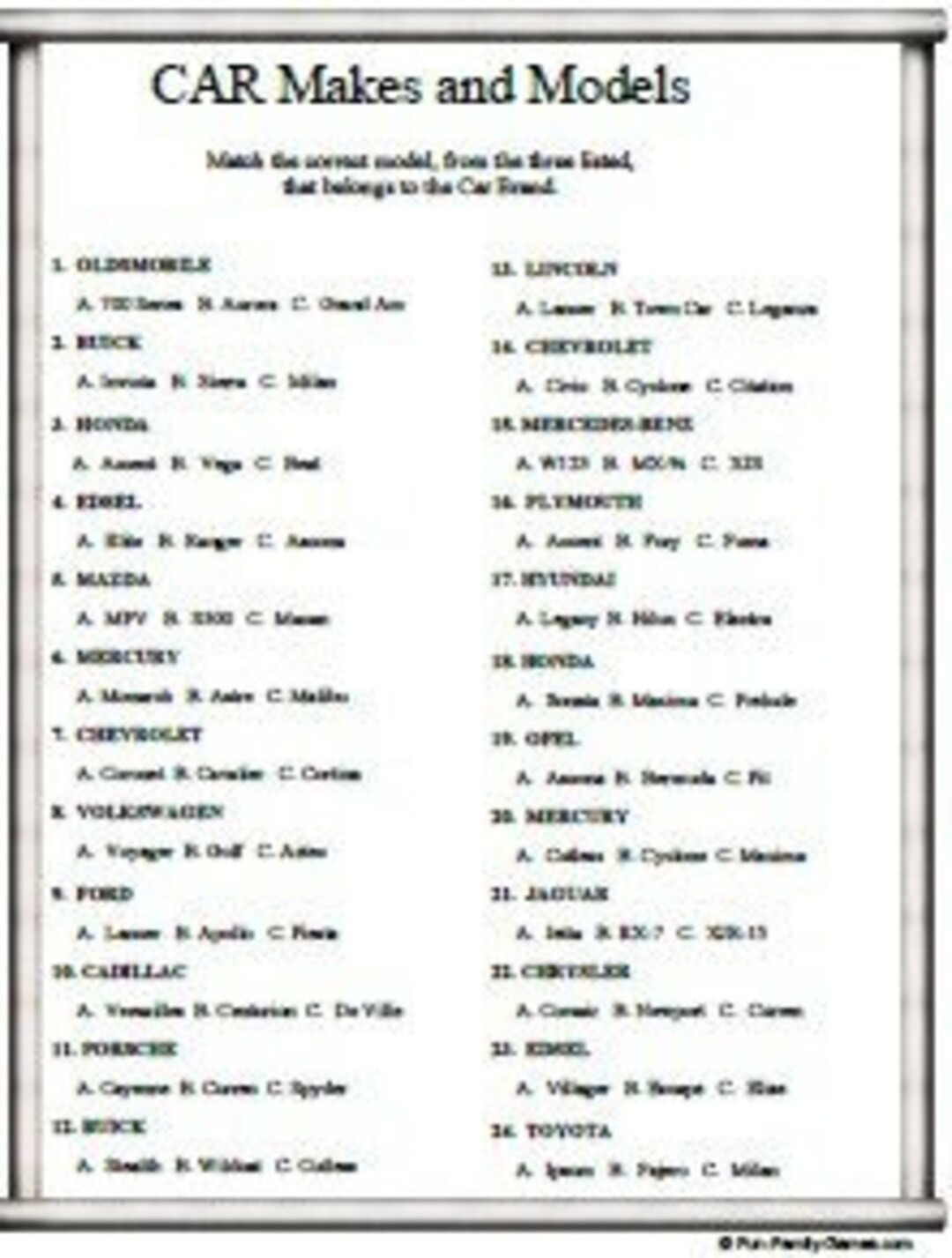 Car Models, Identifying Which Belongs to Who..... - Etsy