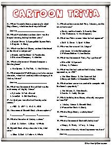 Cartoon Trivia - Etsy