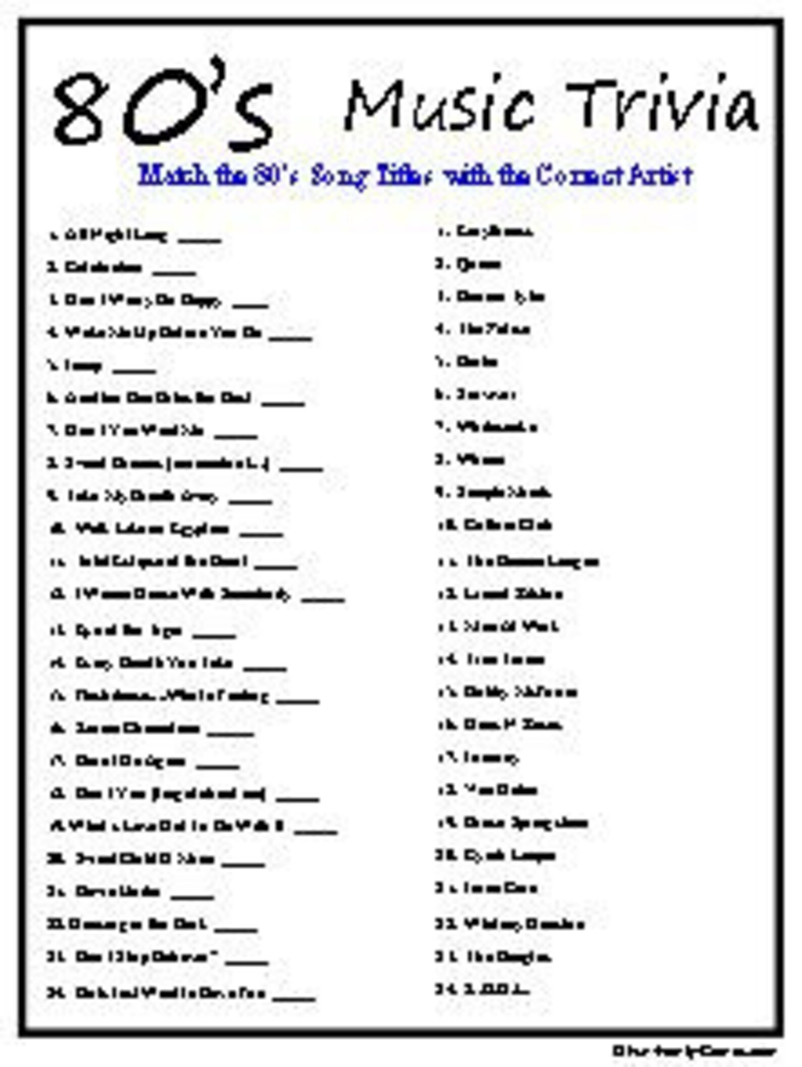 80 s Trivia Quiz 80 s Music Trivia Etsy UK 80 s Trivia Quiz 80 s Music Trivia Etsy UK