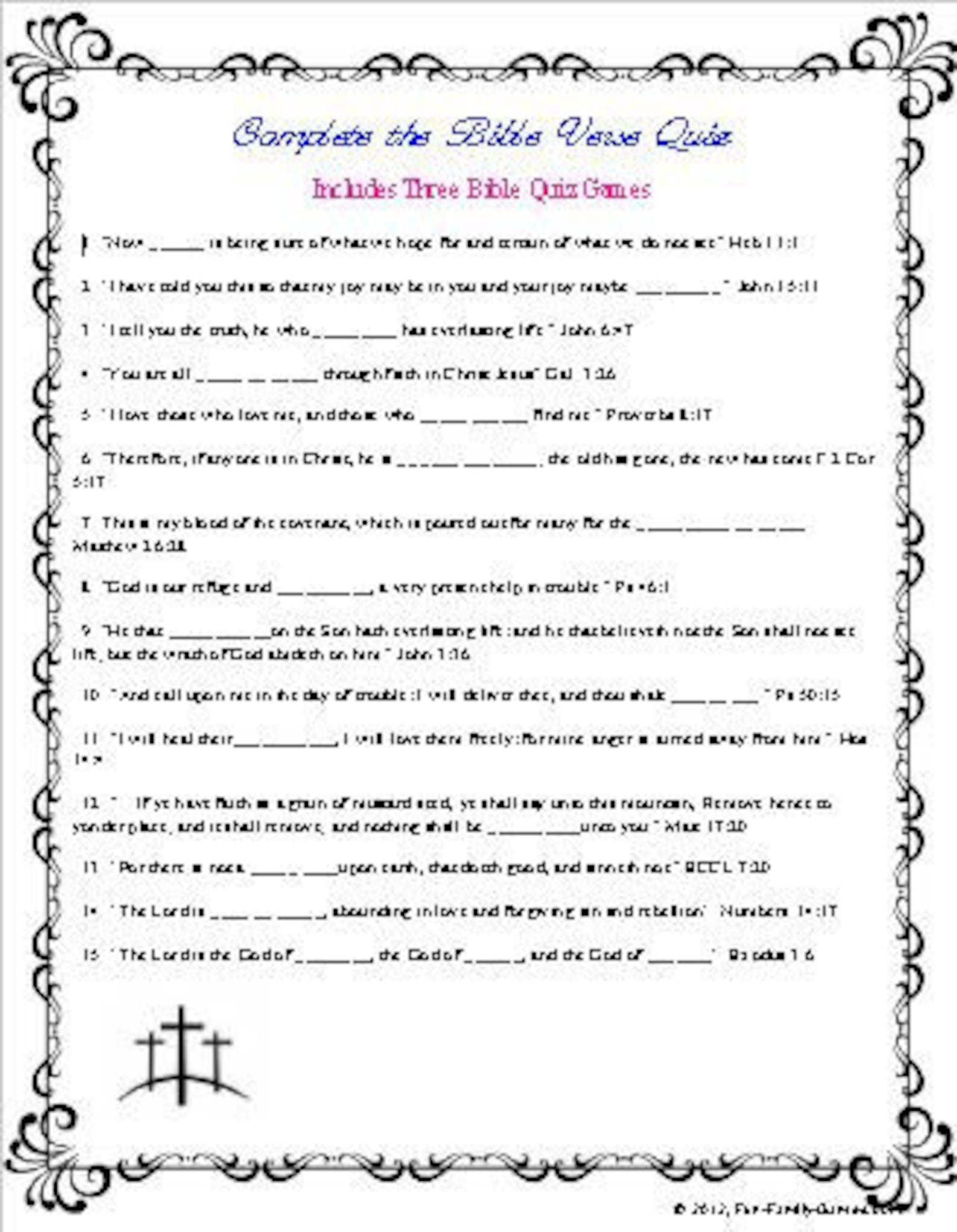 Complete the Bible Verse Quiz, and Bible Stories Quiz - Etsy