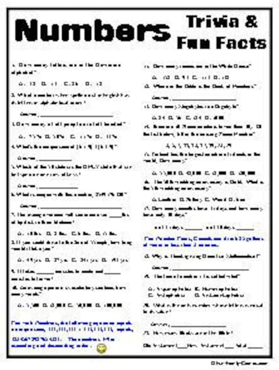 Numbers Trivia Fun Facts and Missing Numbers - Etsy