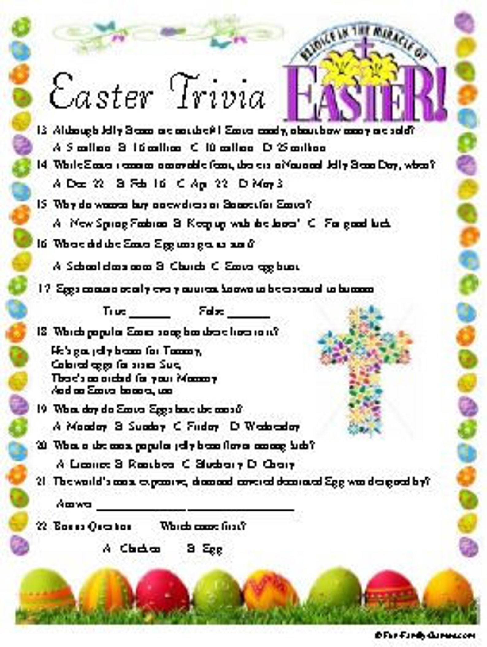 Easter Trivia, Egg Trivia and Facts and an Easter Crossword Puzzle - Etsy
