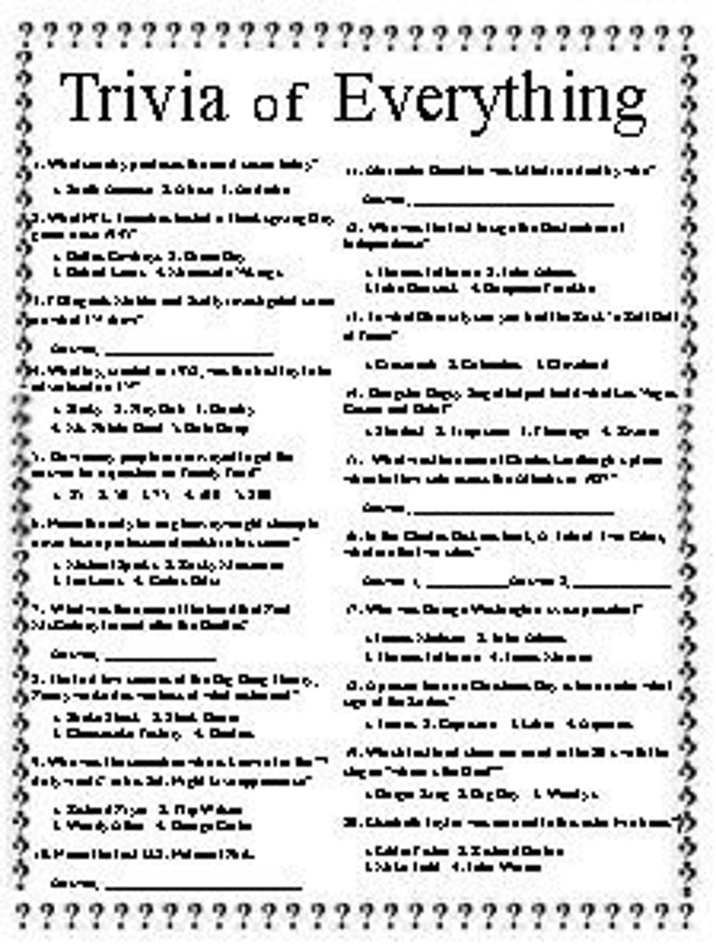 Trivia of Everything! Too Many Categories for a Specific Title. This ...