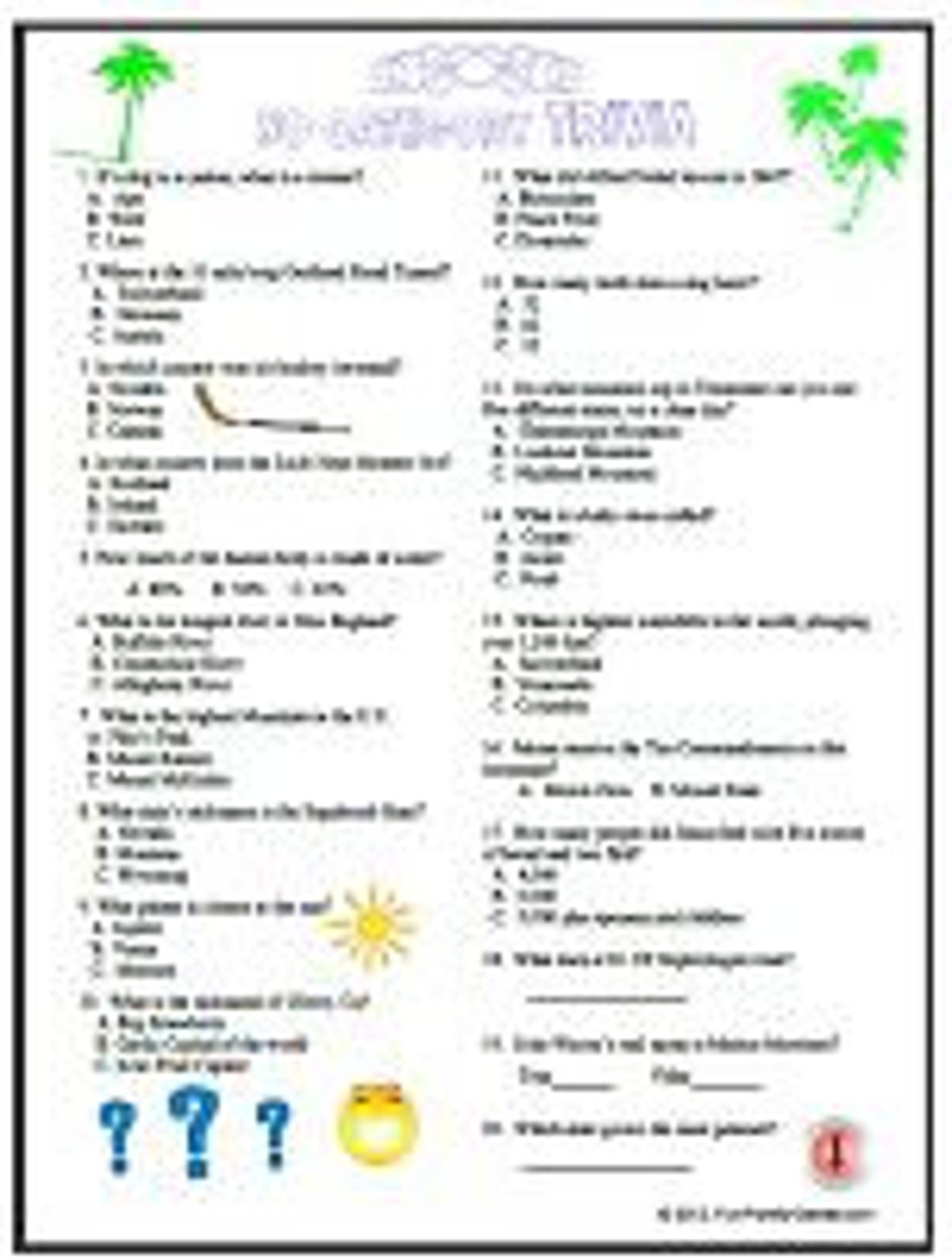 Same Answer Quiz, Both Clues, and a No Category Trivia - Etsy UK