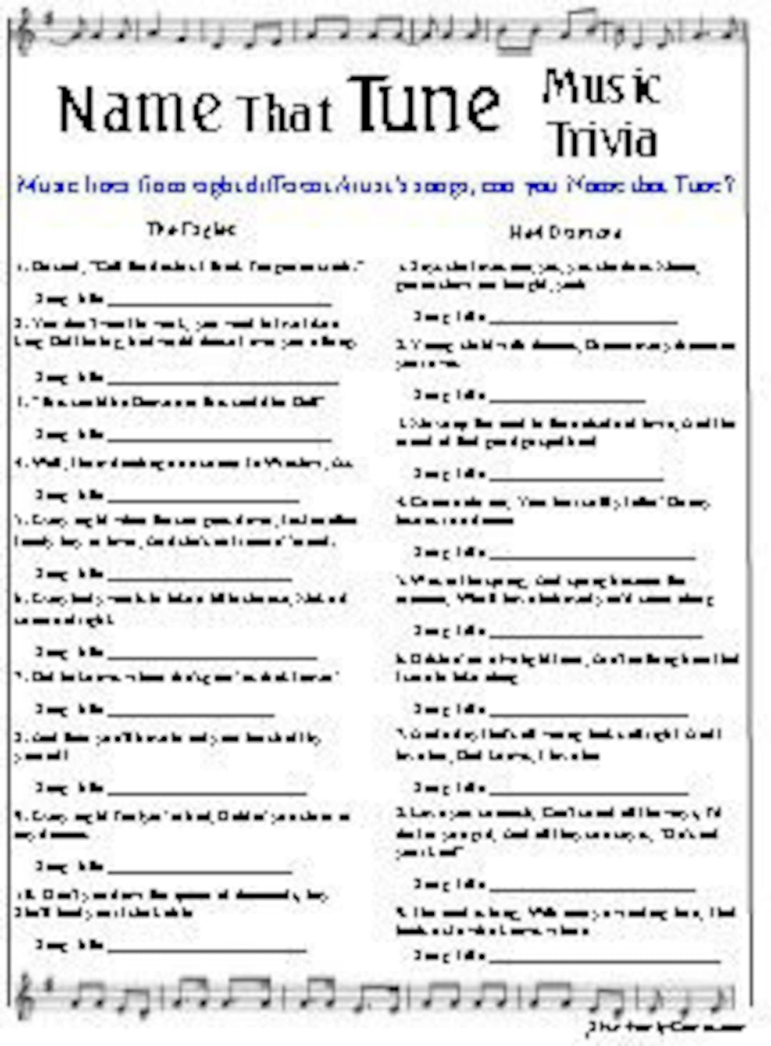 Name That Tune, Eight Different Artists - Etsy