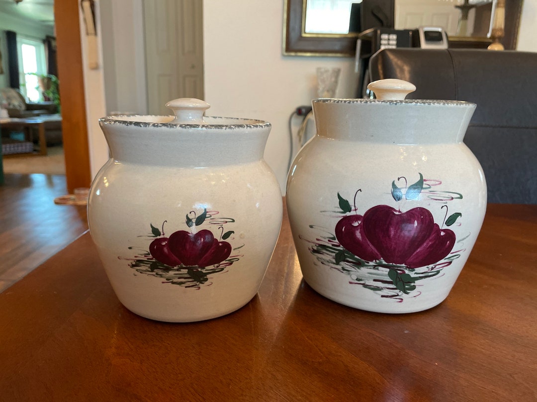 2 Casey Pottery Apple Canisters - Etsy