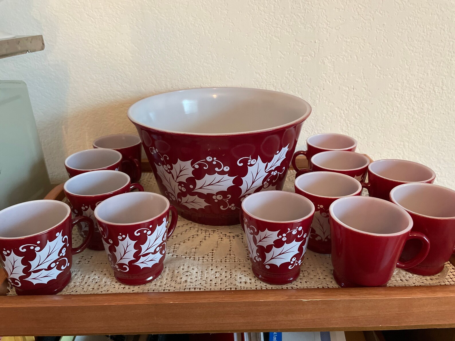 Vintage Hazel Atlas Christmas Holly Punch Bowl or Egg Nog Set | Etsy Vintage Hazel Atlas Christmas Holly Punch Bowl or Egg Nog Set | Etsy