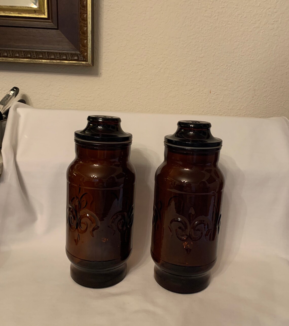 2 Brown Glass Canisters Vintage Borden's Cremora Jars - Etsy Canada
