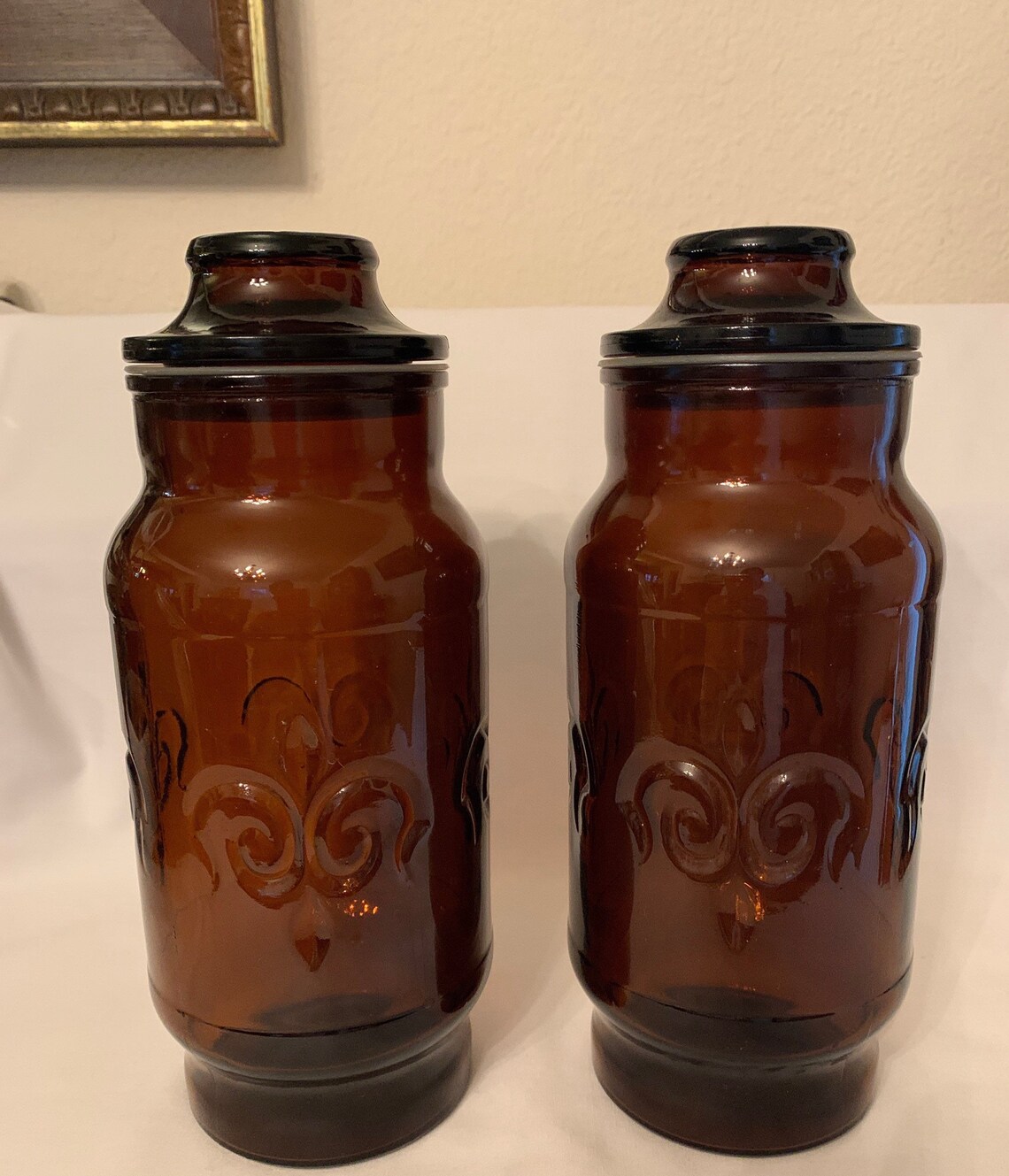 2 Brown Glass Canisters Vintage Borden's Cremora Jars - Etsy Canada