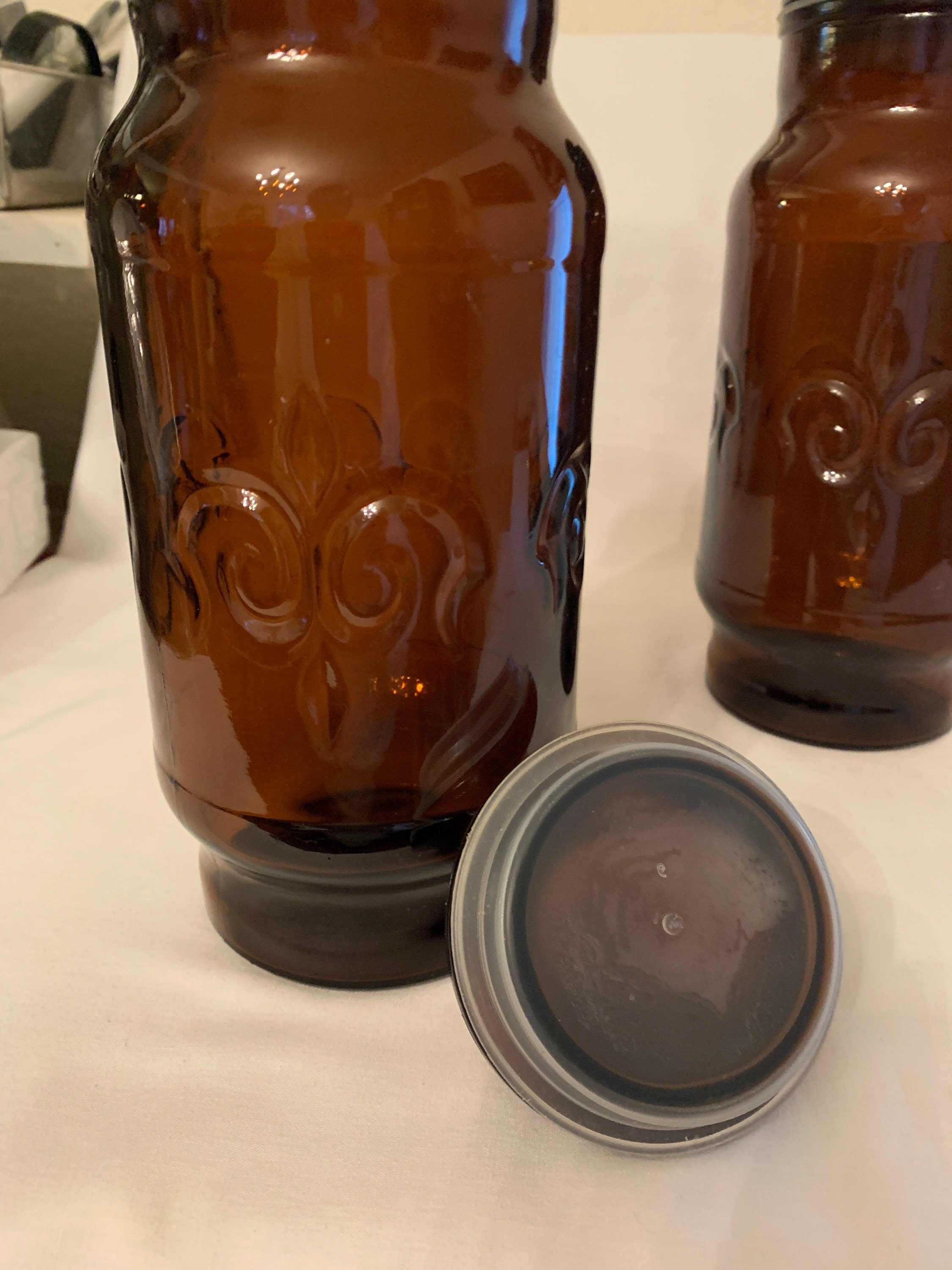 2 Brown Glass Canisters Vintage Borden's Cremora Jars - Etsy Canada