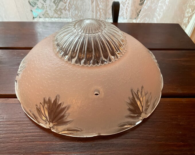 Vintage Ceiling Light Fixture Cover Pink and Clear - Etsy