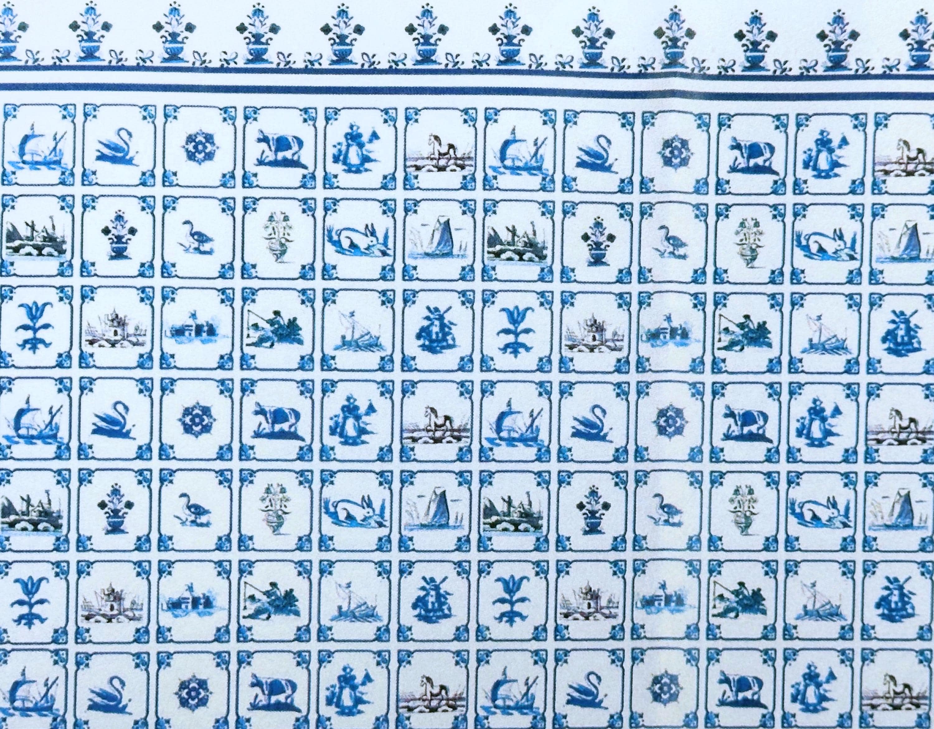 Dollhouse Miniature Blue Delft Tiles Wallpaper 1:12 Scale - Etsy
