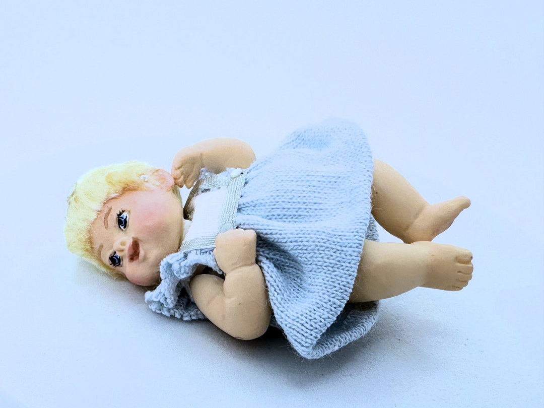 Dollhouse Miniature Dressed Toddler / Baby With Facial Expression Doll ...