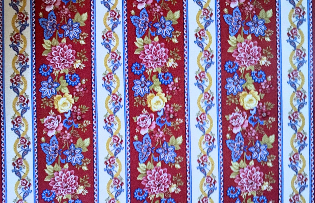 Dollhouse Miniature World Model Floral and Stripe Color Wallpaper 1:12 ...
