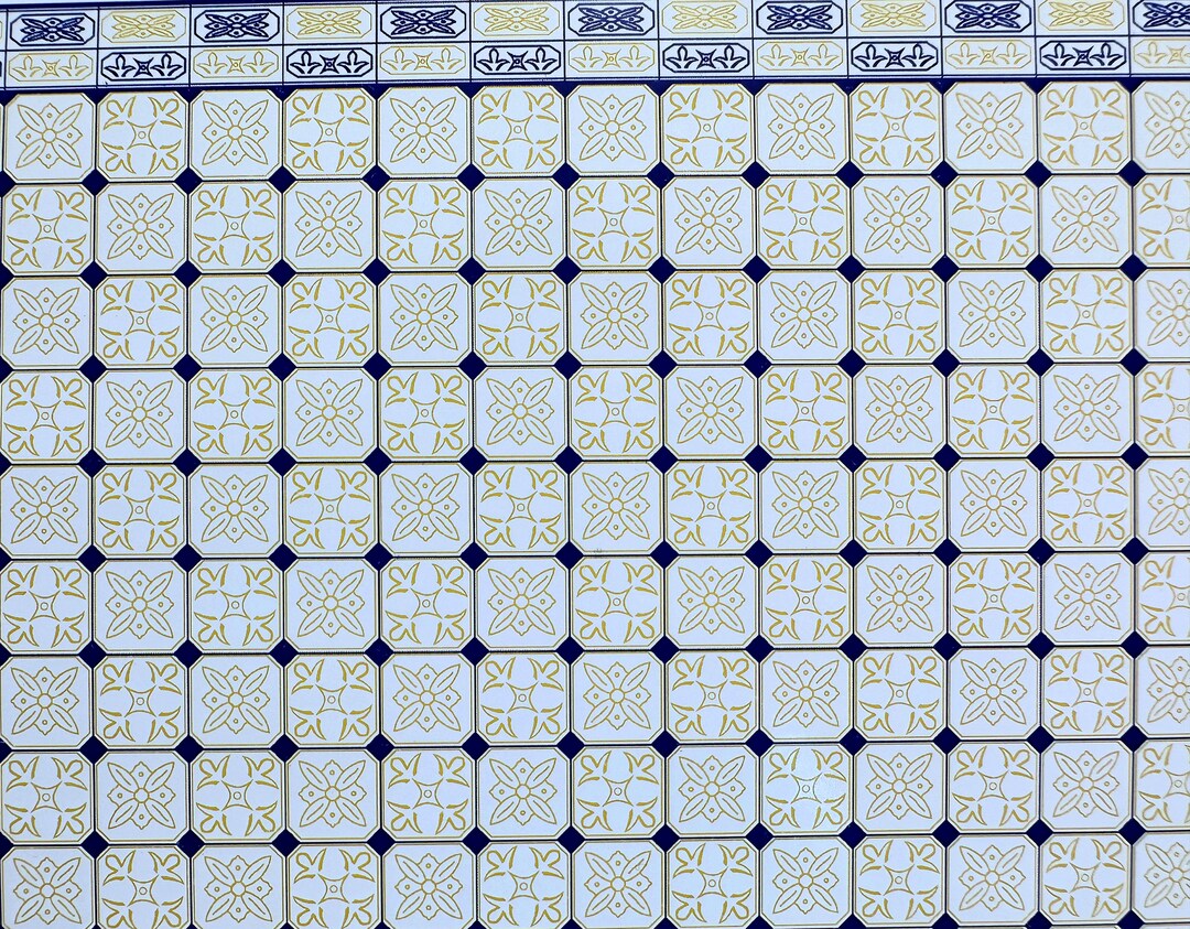 Dollhouse Miniature Venetian Blue Tiles / Wallpaper 1 :12 Scale - Etsy