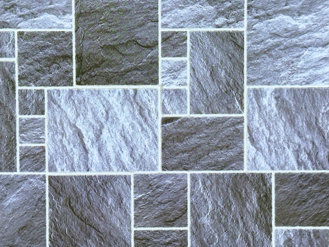 Dollhouse Miniature Embossed Dark Slate Floor With Grout / Wall Tiles 1 ...