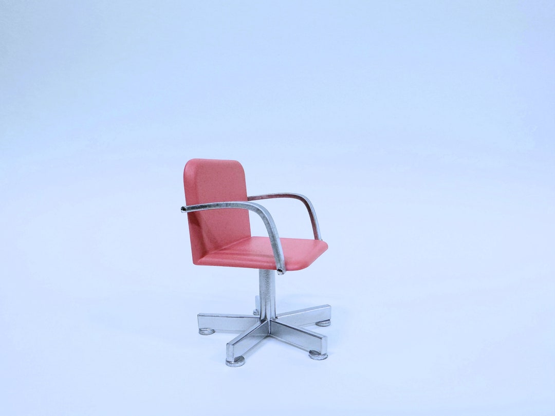Dollhouse Miniature Beauty Salon Equipment Pink Hair Stylist's Chair 1: ...