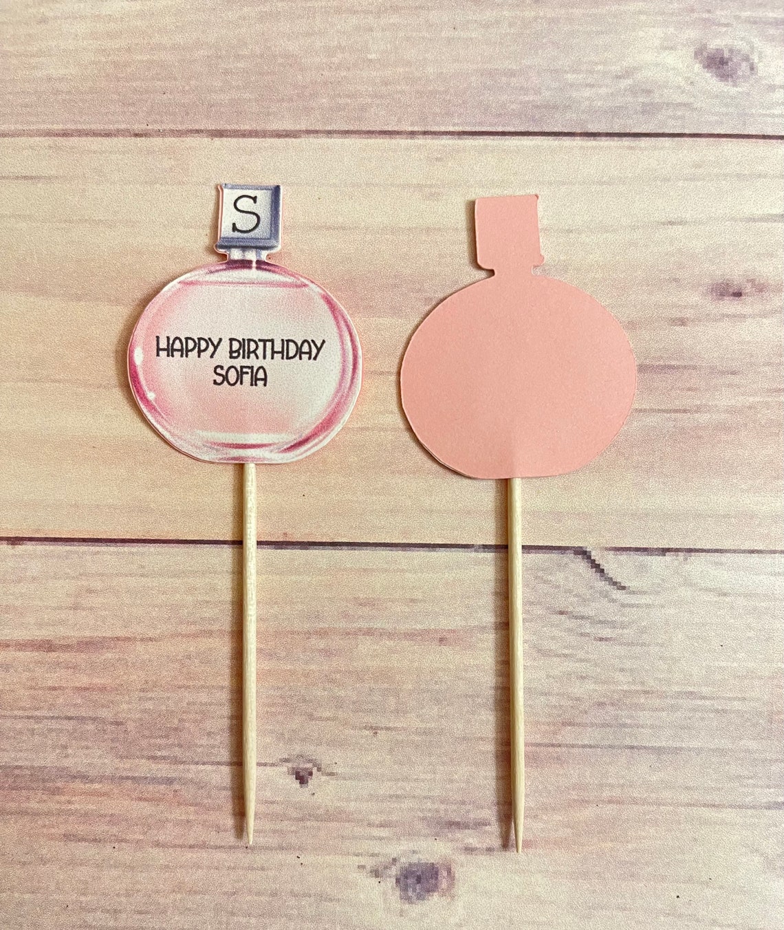 Personalized Happy Birthday Perfume Bottles Cupcake Toppers Dessert ...