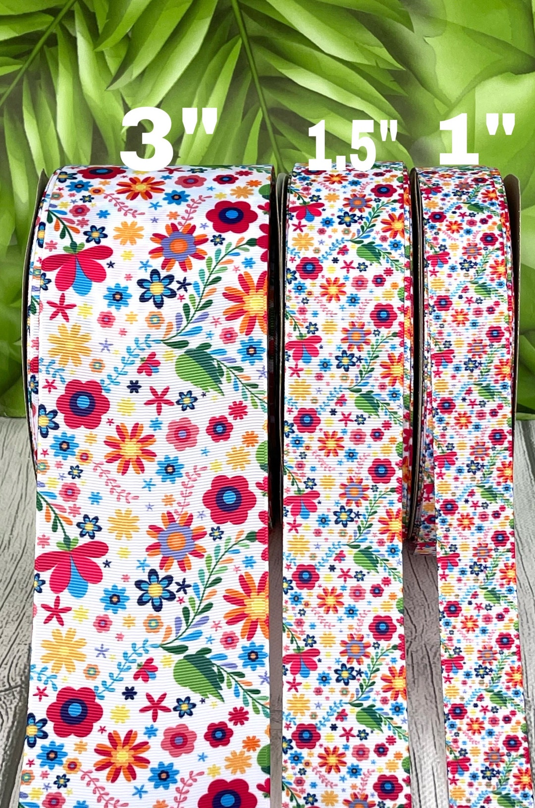CRAFT SUPPLY. Ethnic Flowers Ribbon. Folklor Flowers Grosgrain Ribbon ...