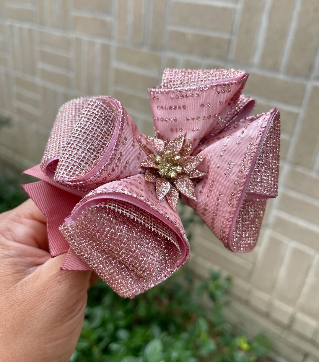 Rose Gold Hair Bow. Rose Gold Glitter Hair Bow . Rose Gold Christmas ...