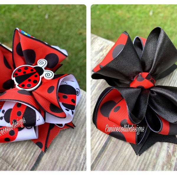 Ladybug Hair Bows - Etsy