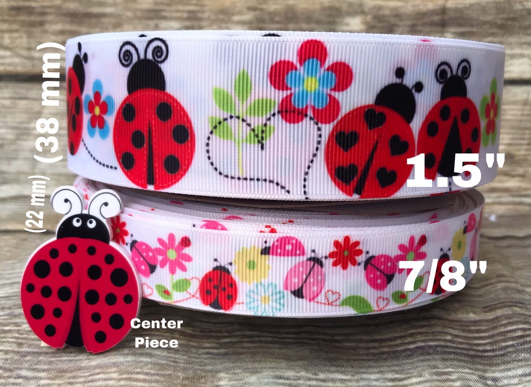 CRAFT SUPPLY. 1.5", 7/8" Ladybug Grosgrain Ribbon. Animals Grosgrain ...