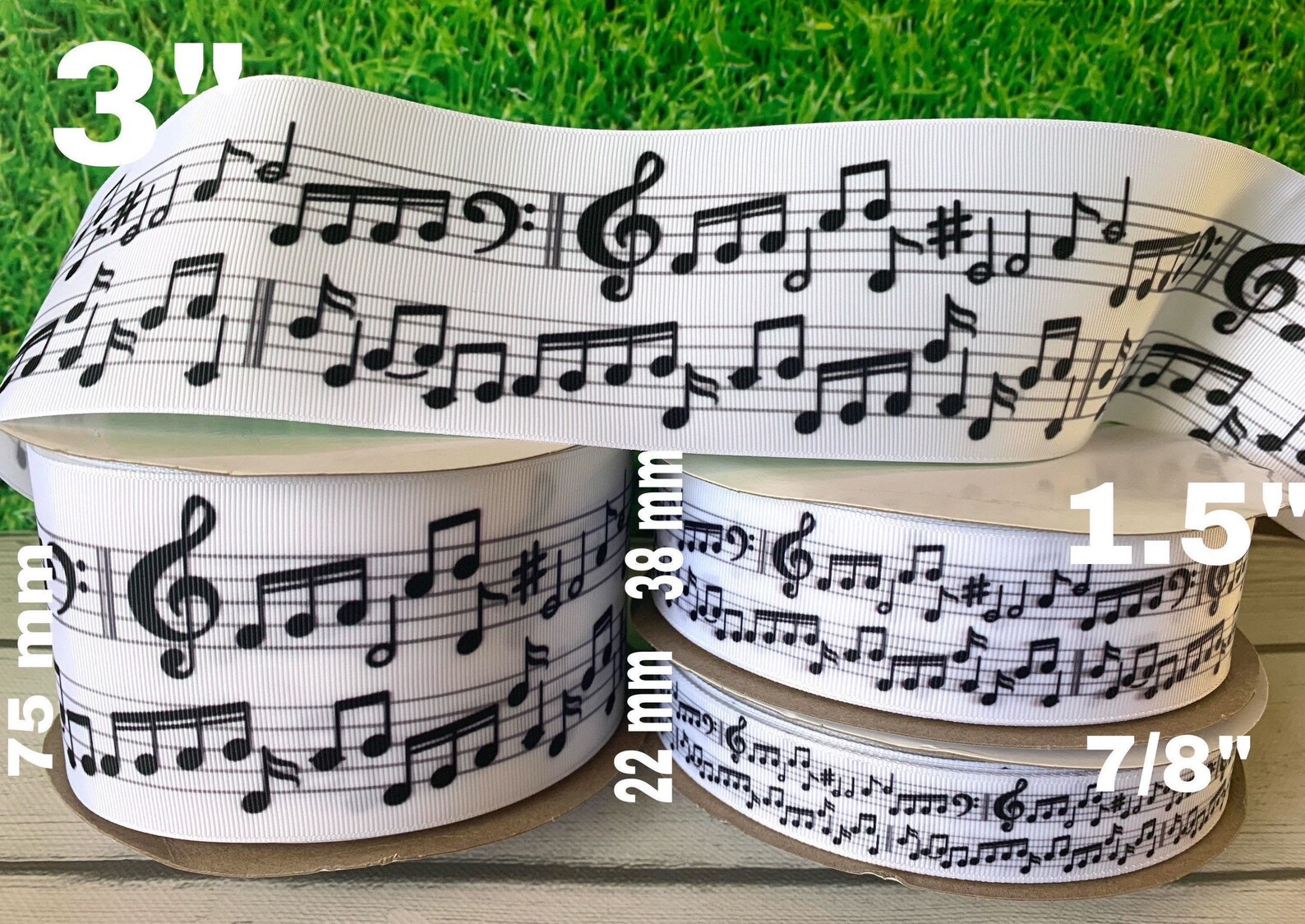 CRAFT SUPPLY. 1.5"musical Notes Grosgrain Ribbon. Music Notes Grosgrain ...