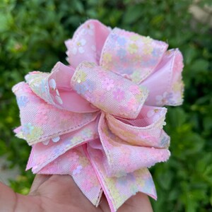 HANDMADE . Pink Hair Bow. Pink Flowers Hair Bow. Pink Sequin Flowers ...