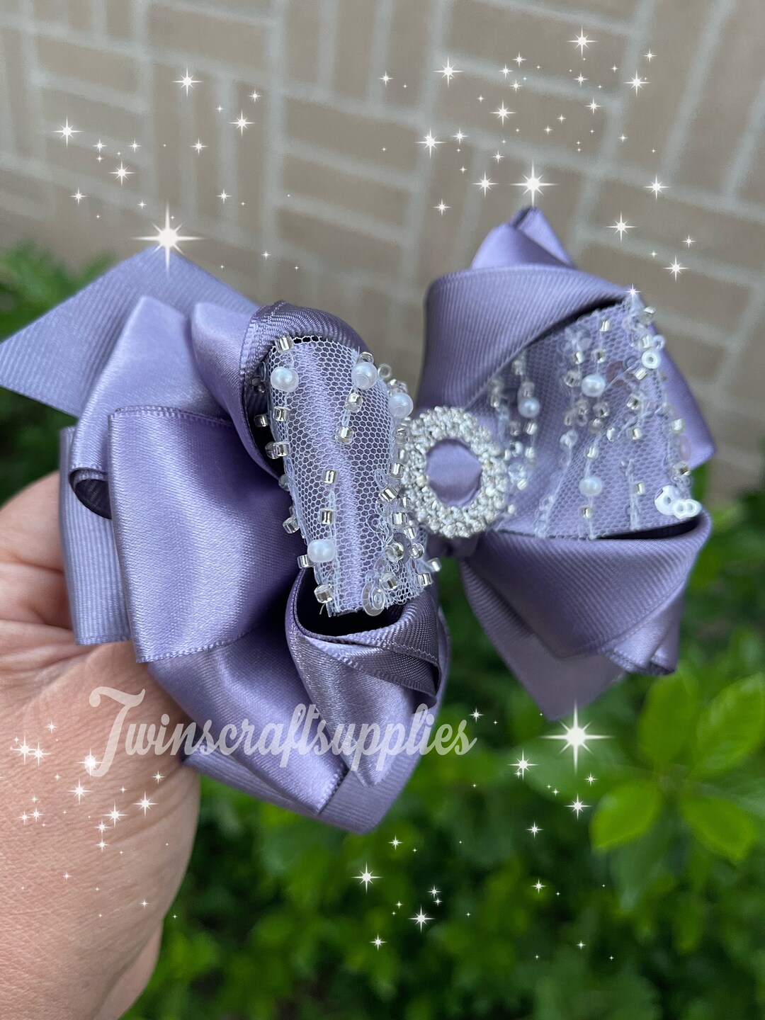 HANDMADE . Purple Ash Wedding Pageant Hair Bow. Purple Flower Girl Hair ...