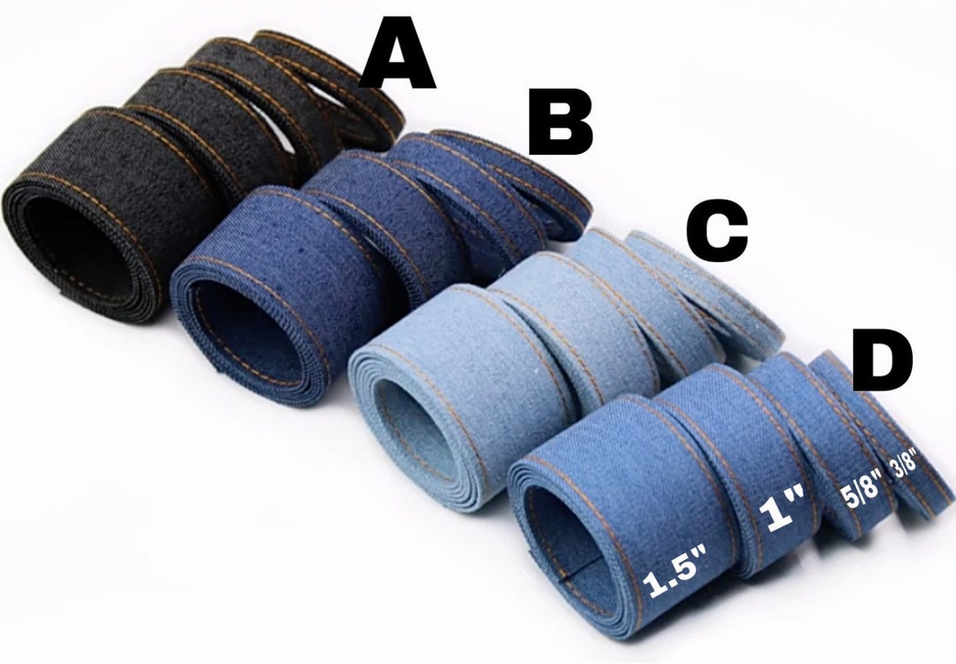 CRAFT SUPPLY Denim Fabric Ribbon, Jeans Ribbon. Denim Ribbon .blue ...
