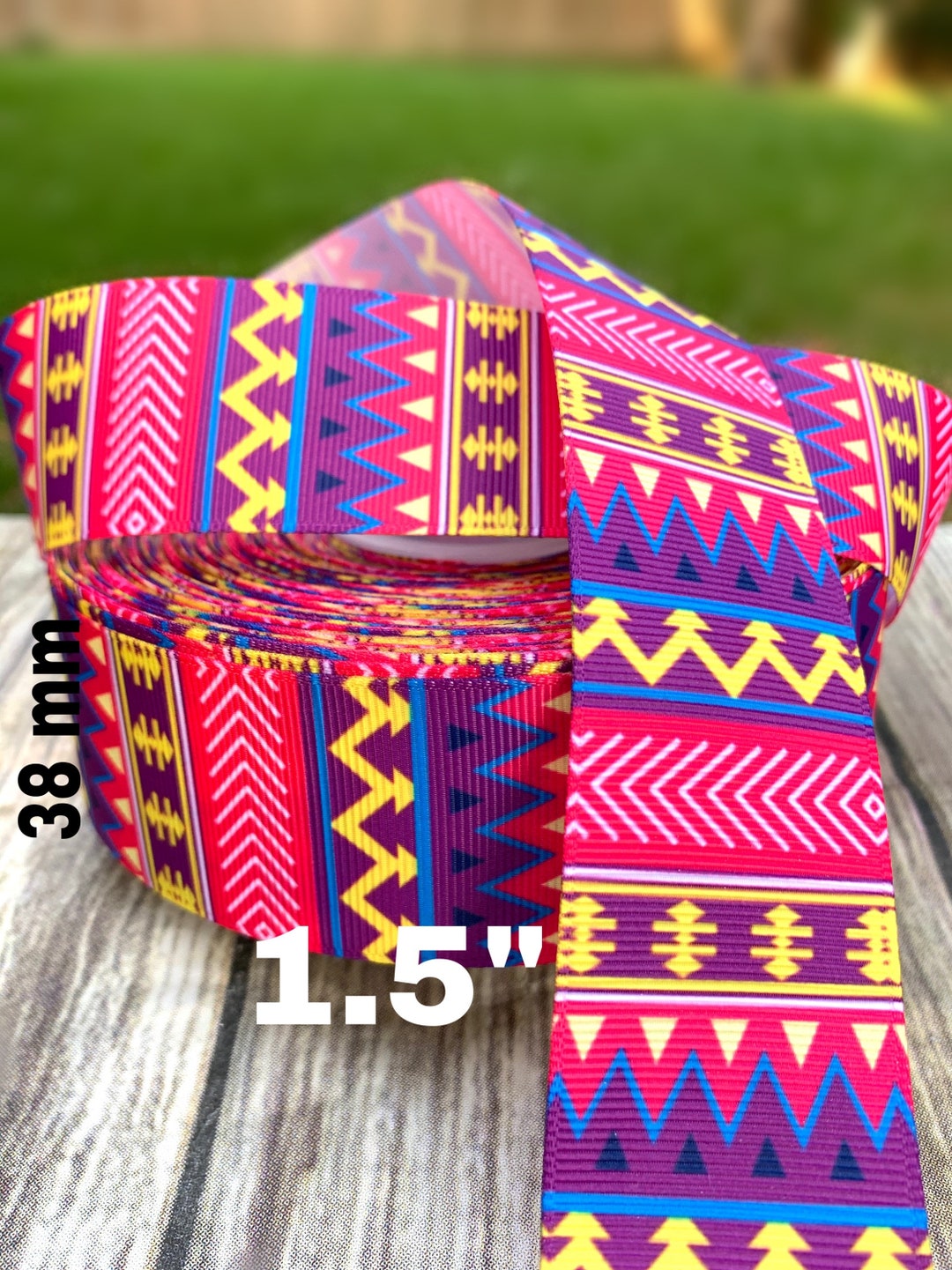 CRAFT SUPPLY 1.5” Aztec Grosgrain Ribbon. Aztec Ribbon . Ethnic Ribbon ...