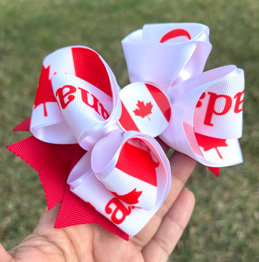 HANDMADE. Canada Flag Hair Bow. Canada Patriotic Hair Bow. Canadian ...