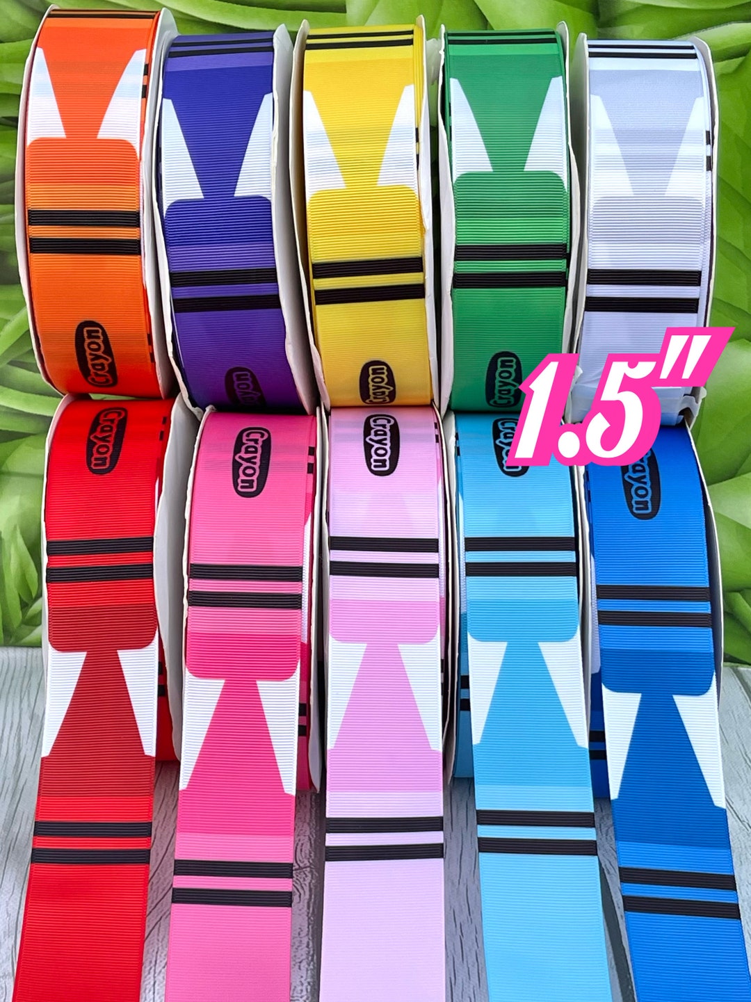 CRAFT SUPPLY. 1.5”. Colors Crayons Grosgrain Ribbon. Crayons Ribbon ...