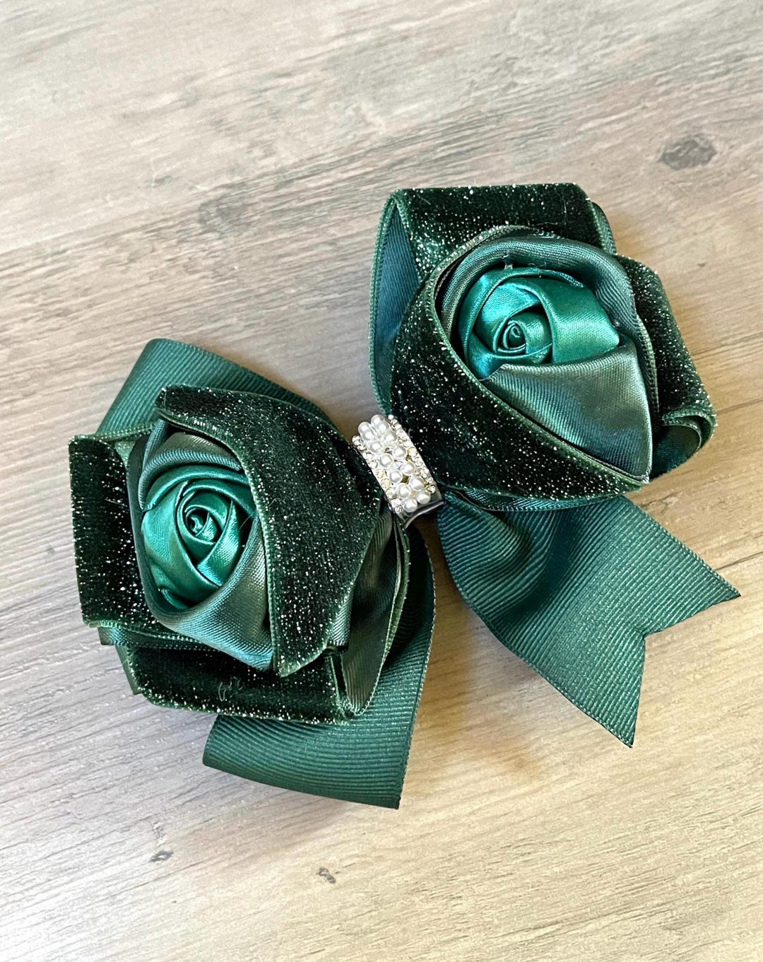 Hunter Green Hair Bow . Hunter Green Velvet Hair Bow . Dark Green Hair ...