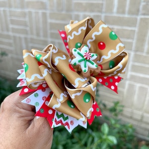 Christmas Cookie Hair Bow. Gingerbread Clip Bow. Christmas Hair Bow ...