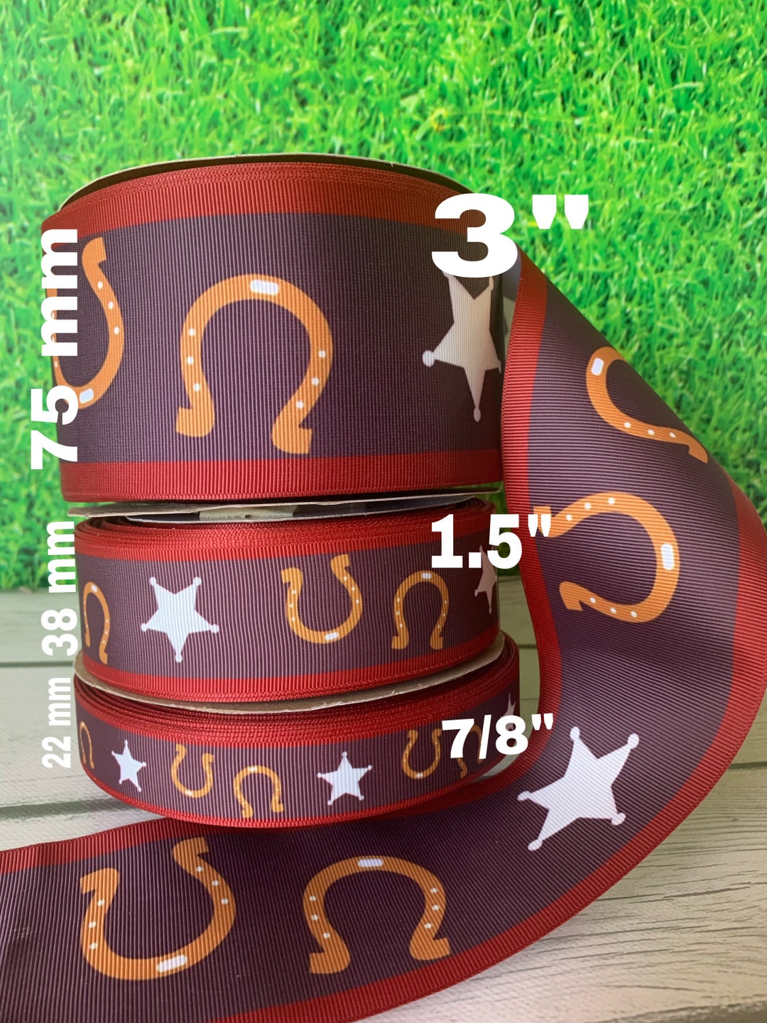 CRAFT SUPPLY Cowboy Grosgrain Ribbon. Western Ribbon. Western Grosgrain ...