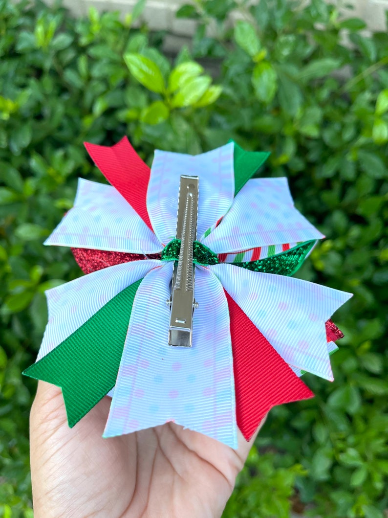 HANDMADE . Christmas Hair Bow. Christmas Bow. Christmas Clip Bow ...