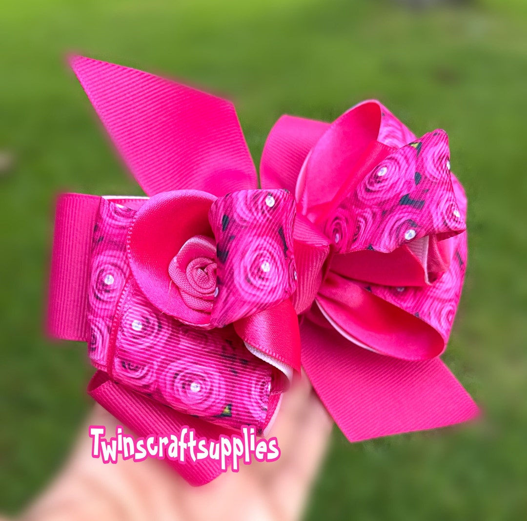 HANDMADE. Hot Pink Hair Bow. Hot Pink Bow. Hot Pink Clip Bow. Hot Pink ...