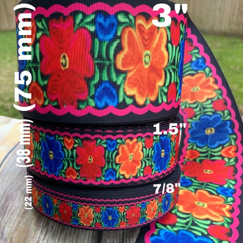 CRAFT Supply.ethnic Flowers Ribbons .folkart Mexican Grosgrain - Etsy