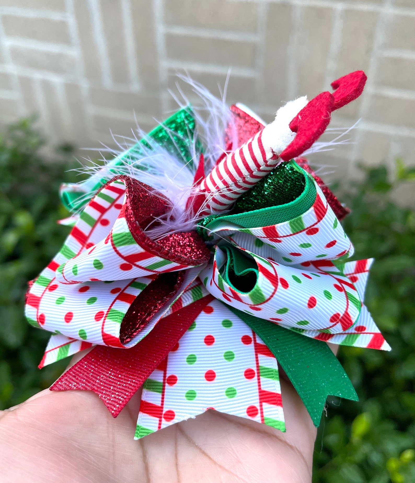 HANDMADE . Christmas Hair Bow. Christmas Bow. Christmas Clip Bow ...