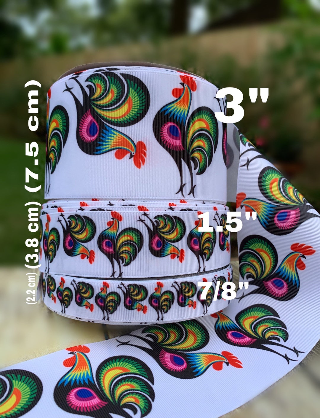 CRAFT SUPPLY . Ethnic Rooster Grosgrain Ribbon.ethnic Grosgrain Ribbon ...